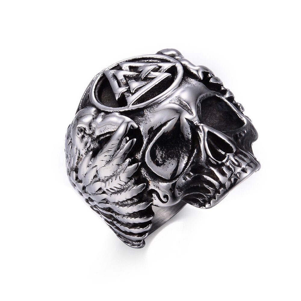 Ethnic Style Viking Odin Crow Skull Wings Stainles... – Grandado