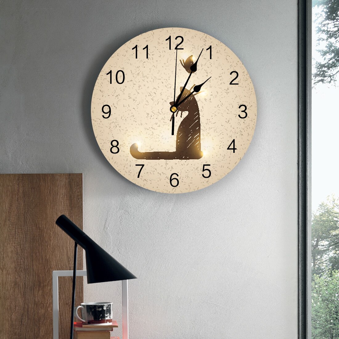 Cat And Butterfly PVC Wall Clock Home Decor Bedroo... – Grandado