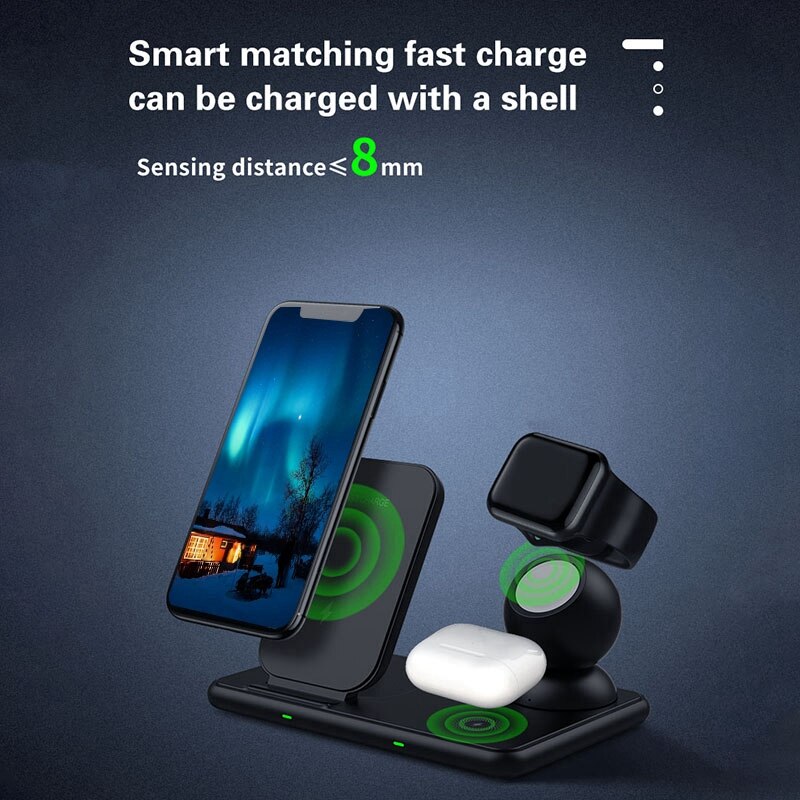 15W Draadloze Oplader Station 4 In 1 Snel Opladen ... – Vicedeal