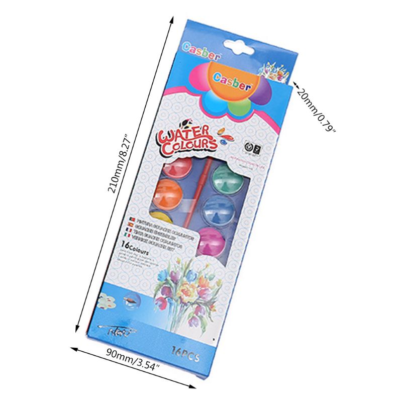 16 Color Gouache Watercolor Pain Set with Paint Br... – Vicedeal