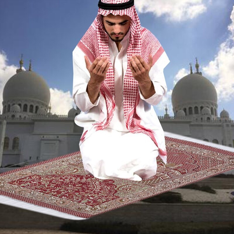 Red Mosque Pattern Muslim Prayer Mat Tassel Floor ... – Vicedeal