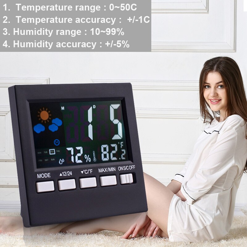 LCD Screen Temperature Clock Radio Sunrise Home El... – Grandado