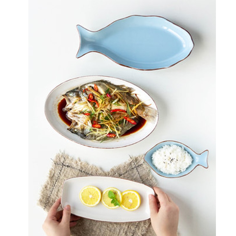 Ceramic Fish Serving Plate Hotel Restaurant Home F... – Grandado