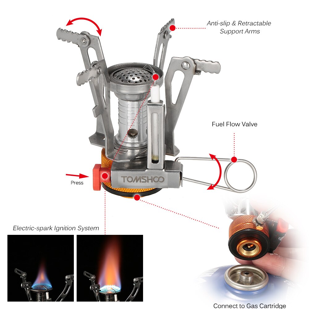 TOMSHOO Mini Gas Stove Backpacking Canister Stove ... – Grandado
