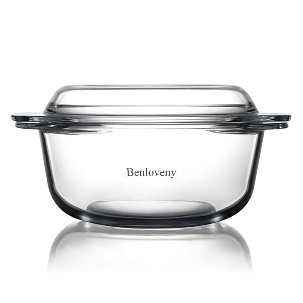 Benloveny Clear Round Glass Casserole Dish With Li... – Grandado