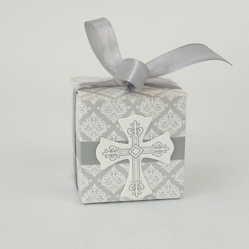 10Pcs Cross Pattern Candy Dragee Boxes Gray Box fo... – Grandado