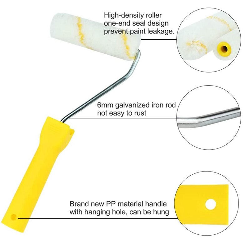 8 Pcs Paint Roller Brushes Kit Mini Paint Tray Set... – Grandado