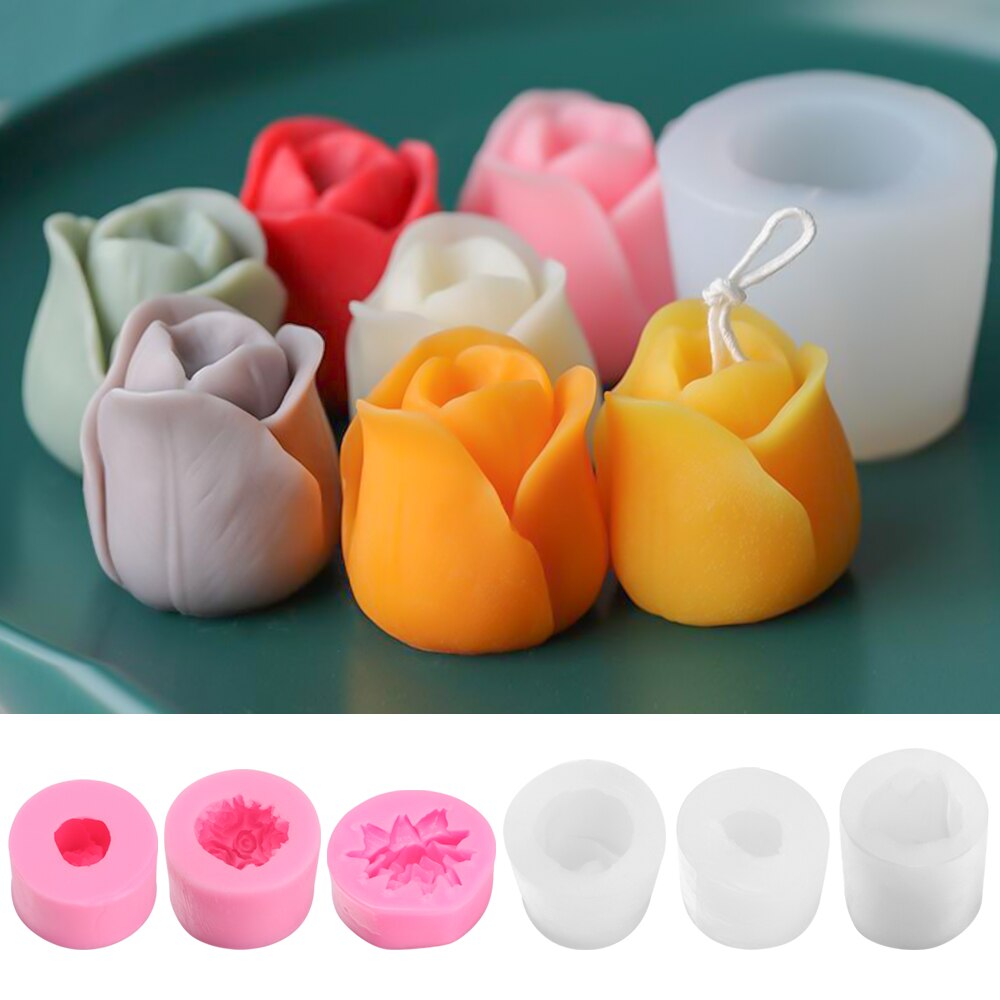 Flor de Rosa de silicona 3D moldes de jabón para v... – Grandado