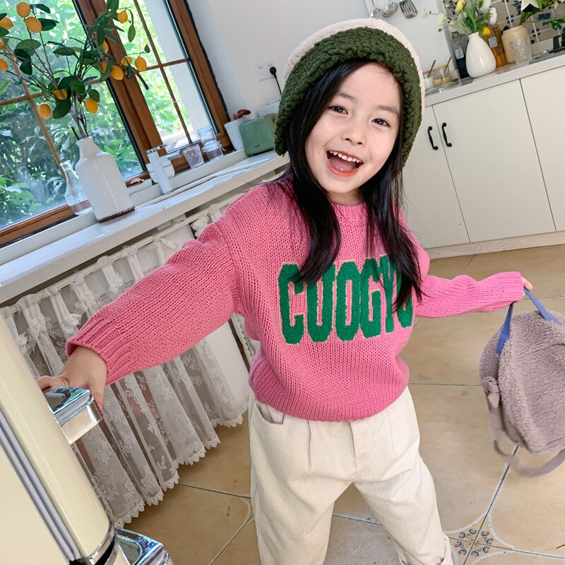 Autumn Girls Letter Sweaters Kids Knitted Pullover... – Vicedeal
