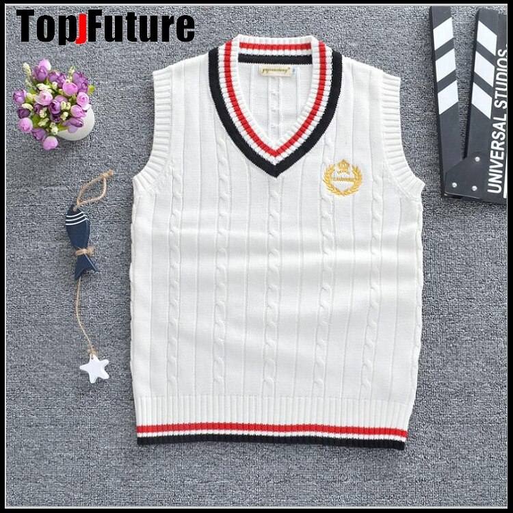 knitted vest crown embroidery JK uniform student u... – Grandado