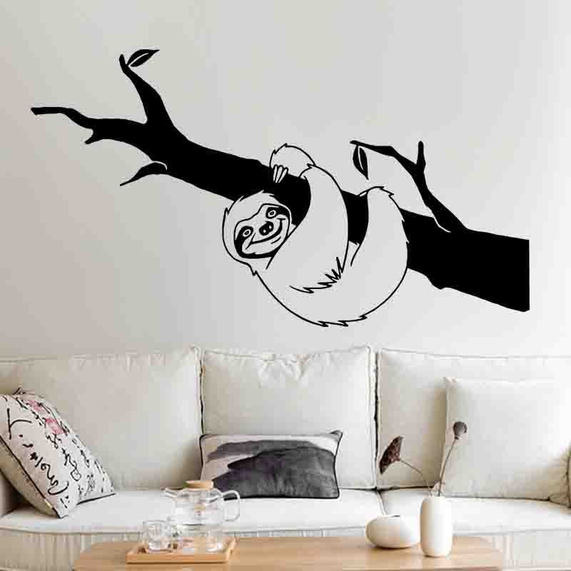 Sloth Wall Decal in a branch removable sticker art... – Grandado
