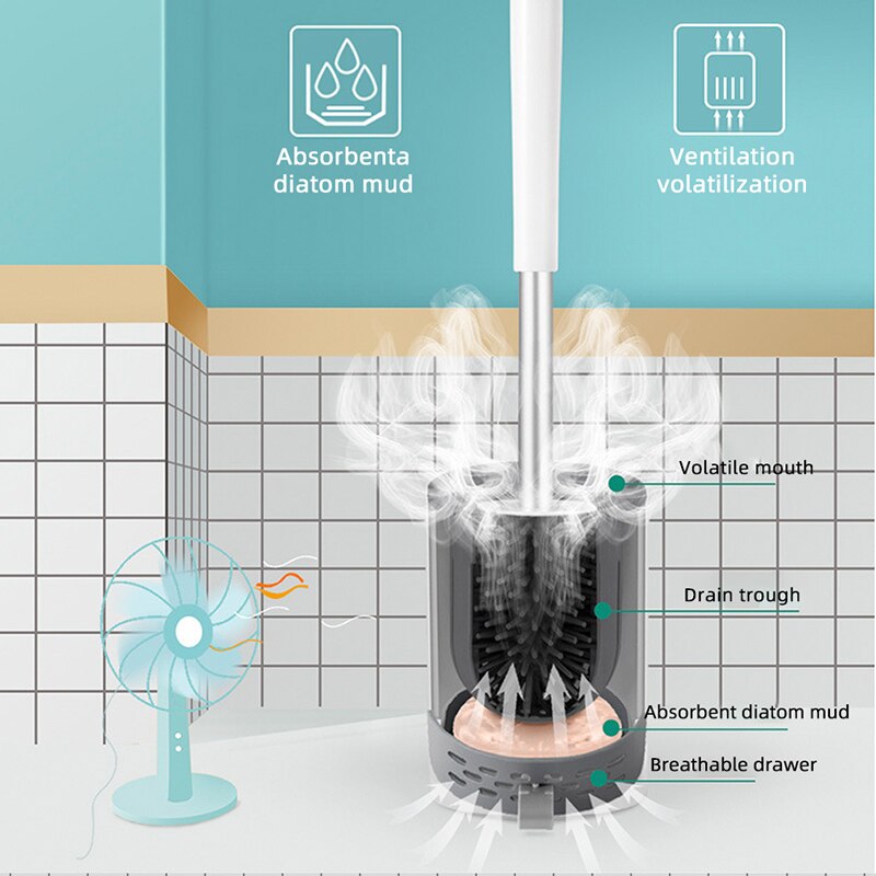 GESEW Diatom Mud Absorbs Water Silicone Toilet Bru... – Grandado