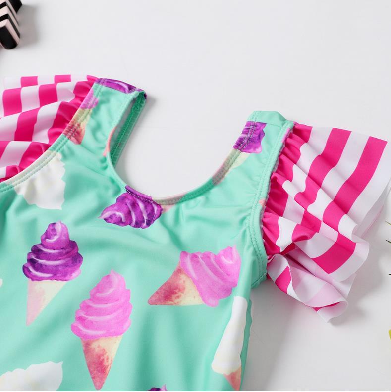 Girl’s Printed One-piece Swimwear Cute Ruffled Fly... – Grandado