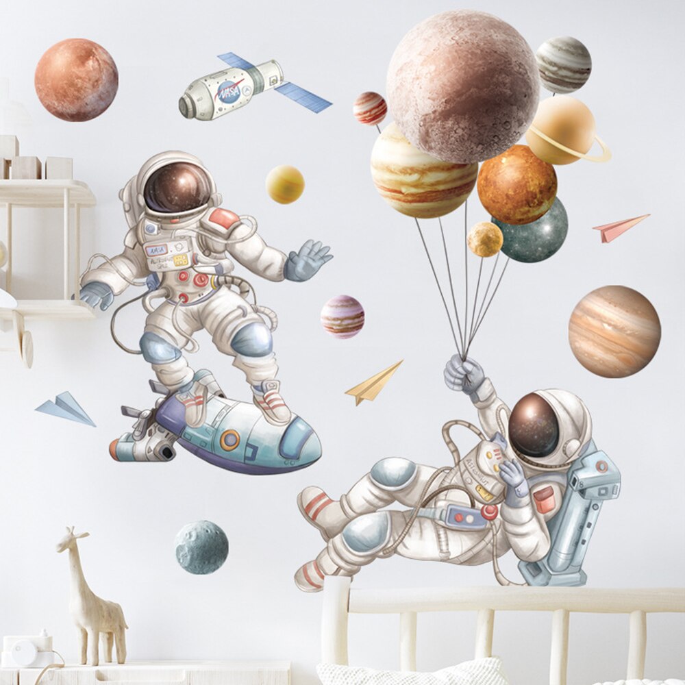 Astronaut Outer Space Wall Stickers Planets Home D... – Grandado