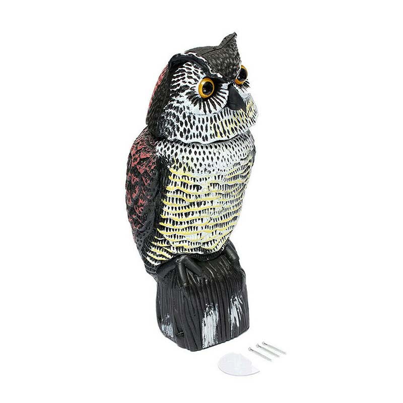 Realistic Bird Scarer Rotating Head Sound Owl Prow... – Vicedeal