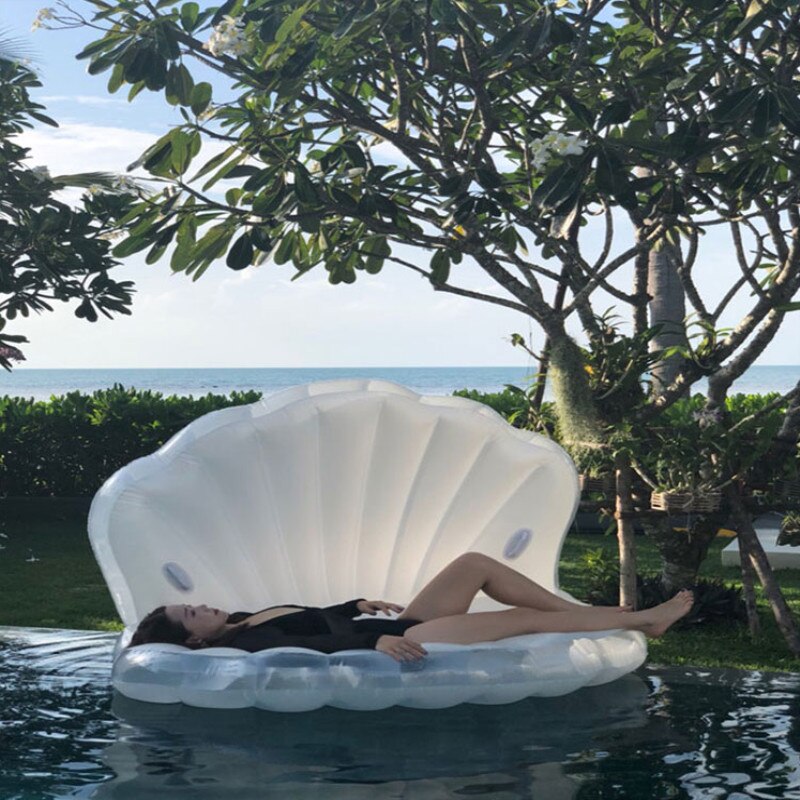 white inflatable pearl shell floating island mat,s... – Grandado