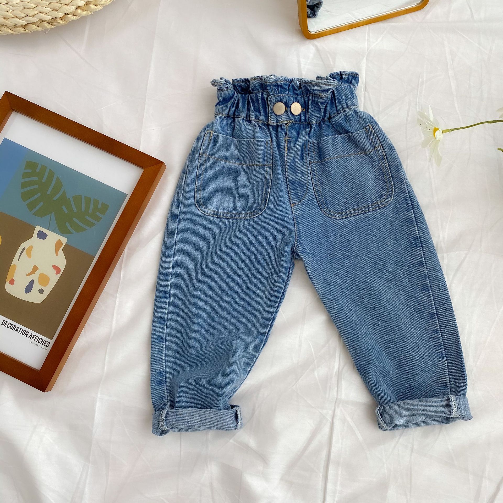 Spring Korean Style Baby Girls denim Pants Bud Cas... – Grandado