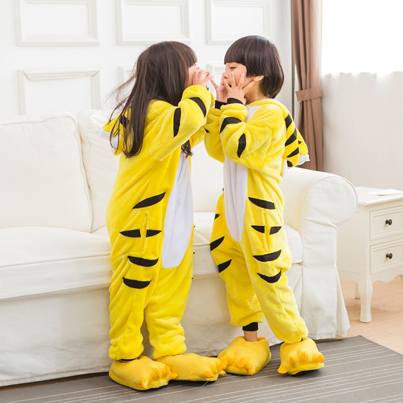 Kids Animal Pajama Onesie Pyjamas Yellow Tiger Cos... – Vicedeal