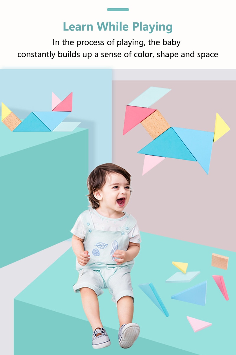 Wooden Ice Cream Color Tangram 7 Pcs Jigsaw Puzzle... – Grandado