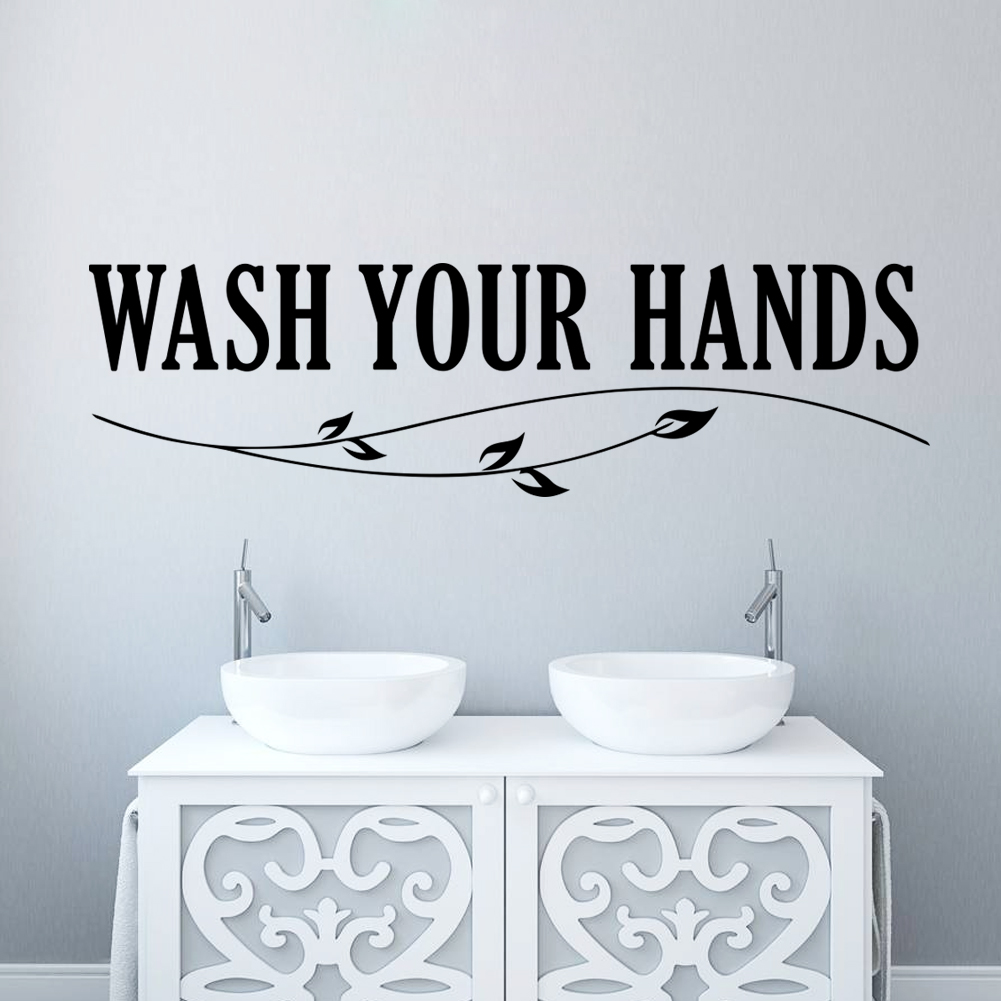 Wash Your Hands Remind Quotes Wall Stickers For WC... – Grandado