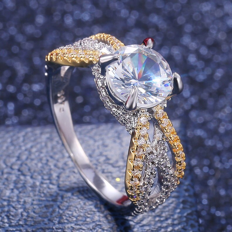 Crystal Twist Cubic Silver Color Engagement Rings ... – Grandado