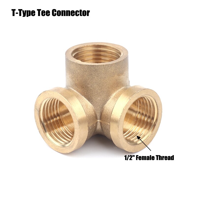 1pc G1/2" Female Thread Tee Connector Pure Br... – Vicedeal