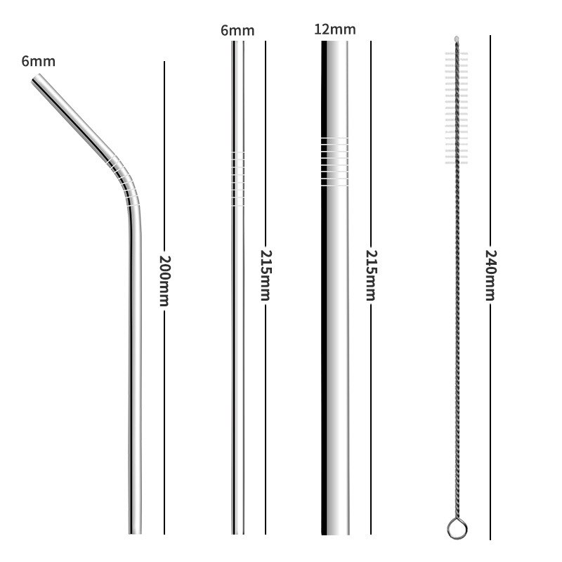 304 Stainless Steel Coffee Milk Tea Straws Set Foo... – Grandado