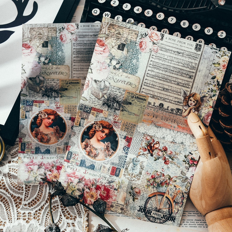 KLJUYP Vintage Material Paper Set for Scrapbooking... – Vicedeal