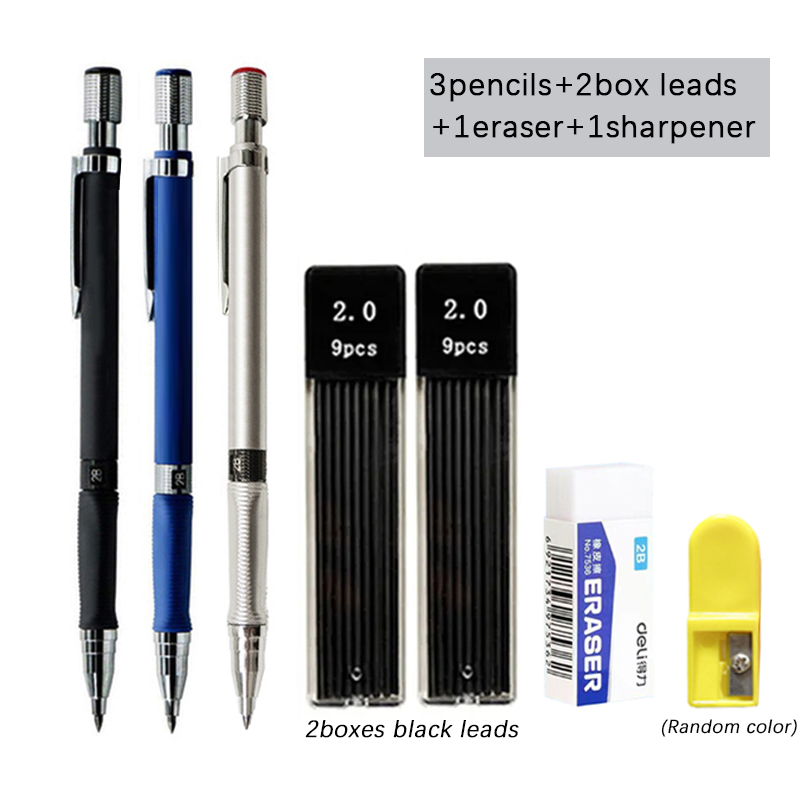 Mechanical Pencil Set 2.0mm with 2B Black/Colors L... – Grandado