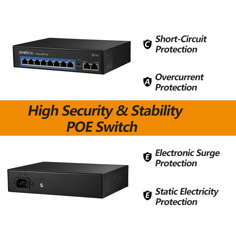 POE Switch with 8+2 Port IEEE 802.3af/at 48V Power... – Vicedeal