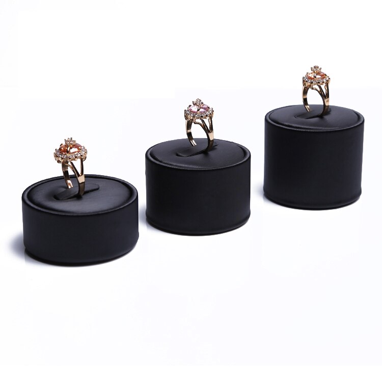 Black Faux Leather Ring Display Column Riser Jewel... – Grandado
