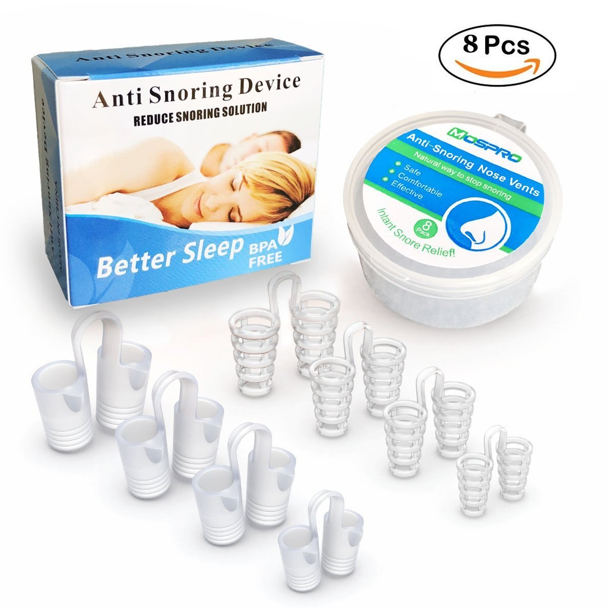 8Pcs/Box Anti Snore Apnea Nose Clip Anti-Snoring B... – Grandado