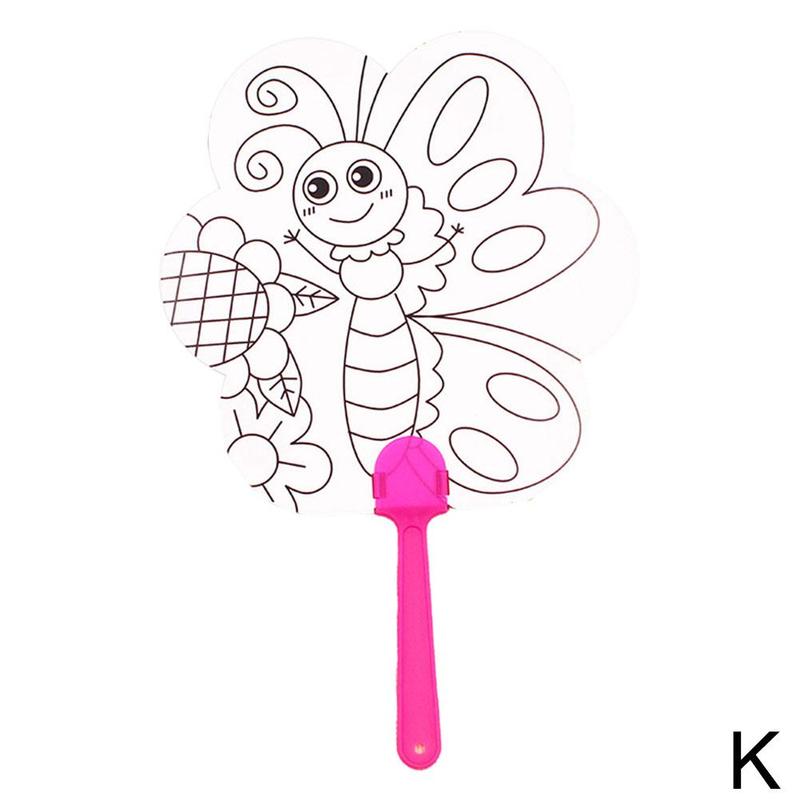 Kids Hand Paint Paper Fan Coloring Pictures DIY Pa... – Grandado