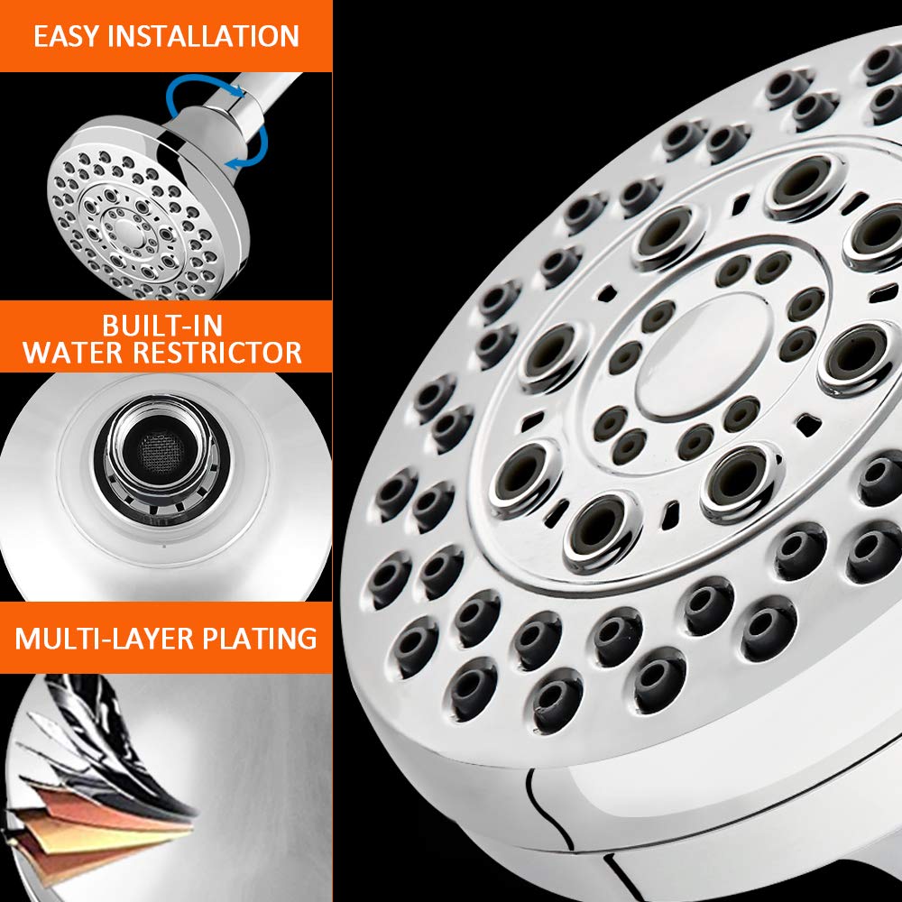 ABKM 5 Function Shower Head,4 inch Chrome Luxury S... – Vicedeal