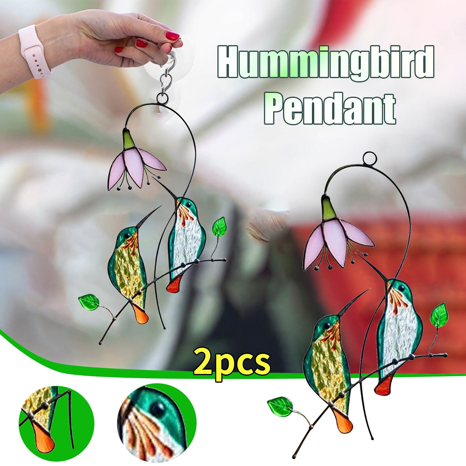 Hummingbird Stained Glass Window Hanging Acrylic G... – Grandado