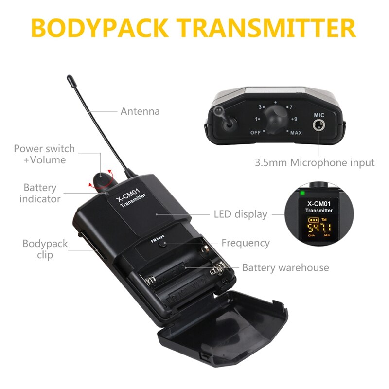 Microfone uhf lapela uhf microfone sem fio microfo... – Grandado
