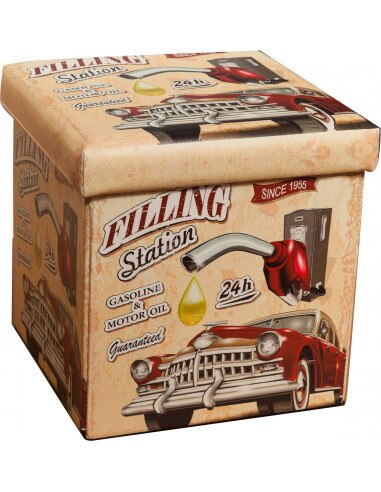 Poef Opslag Hersluitbare Faux Lederen Benzine – Vicedeal