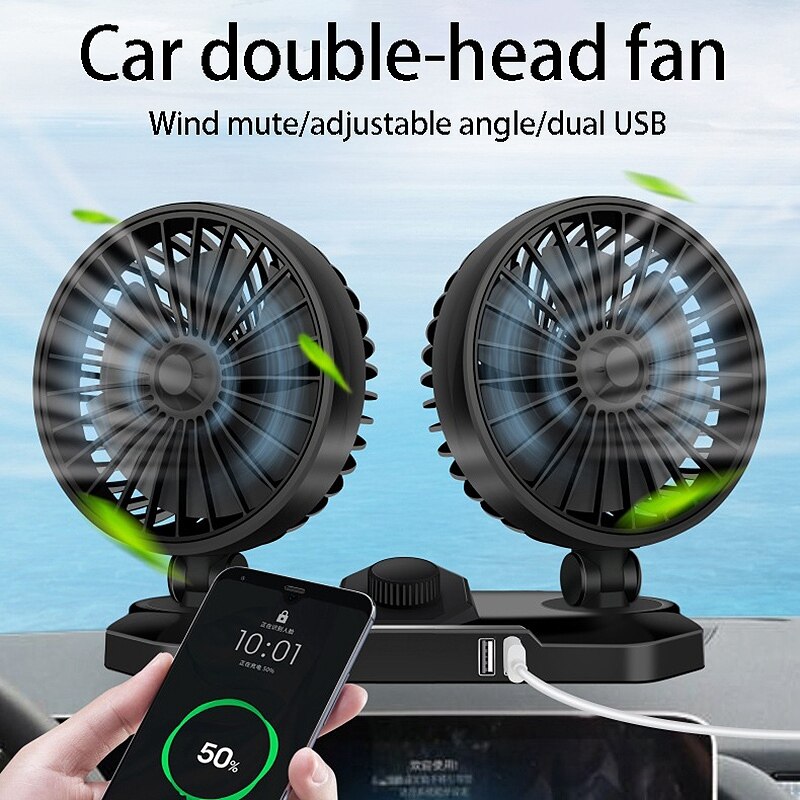 12V 360 Two Head 2-Speed Car Dashboard Cooling Fan... – Grandado