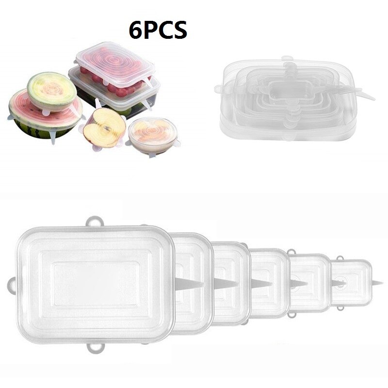 6pcs Square Silicone Stretch Lids Reusable Cookwar... – Grandado
