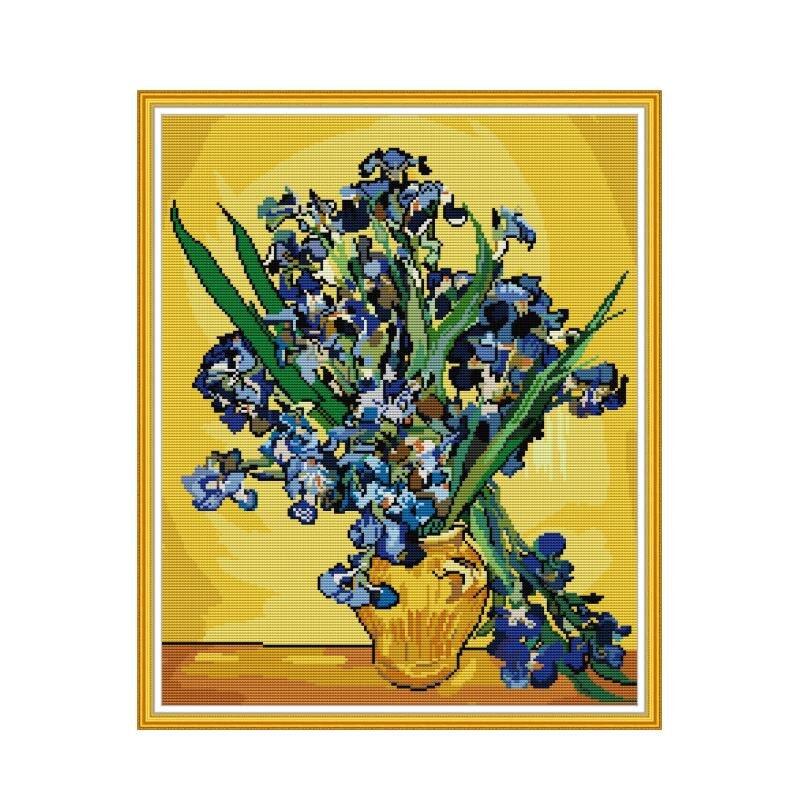 Van Gogh-Still Life with Iris cross stitch kit flo... – Vicedeal