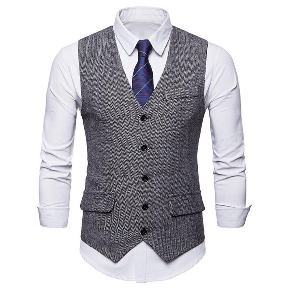 Simple Popular Solid Color Men Formal Business Ves... – Grandado
