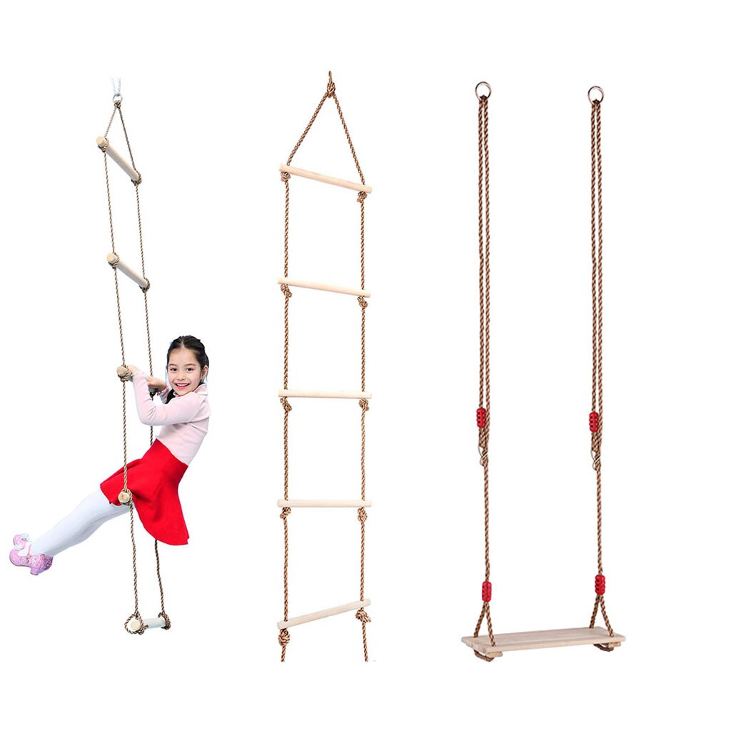 2pcs Wooden 5 Rungs Rope Climbing Ladder & Flat Se... – Grandado