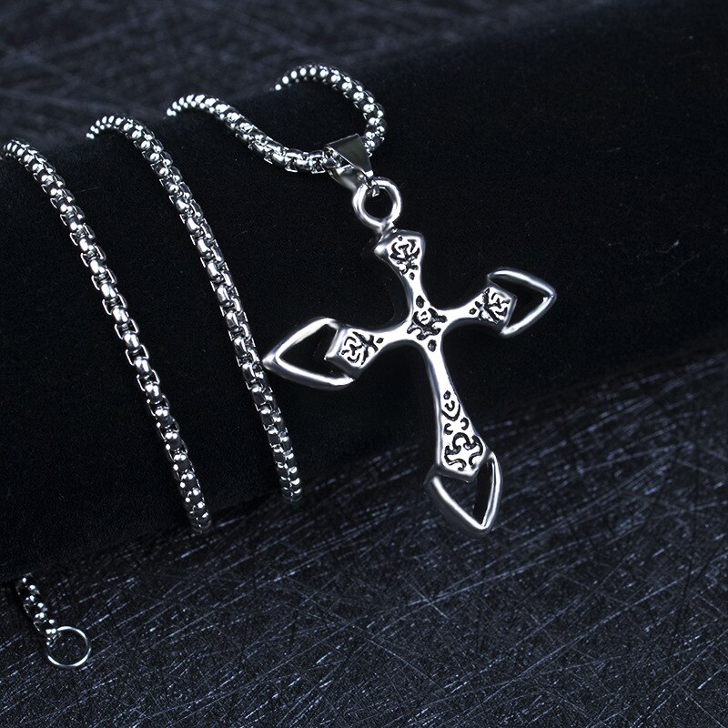 HNSP 3,0 MM Acero inoxidable Cadena Cruz collar ho... – Grandado