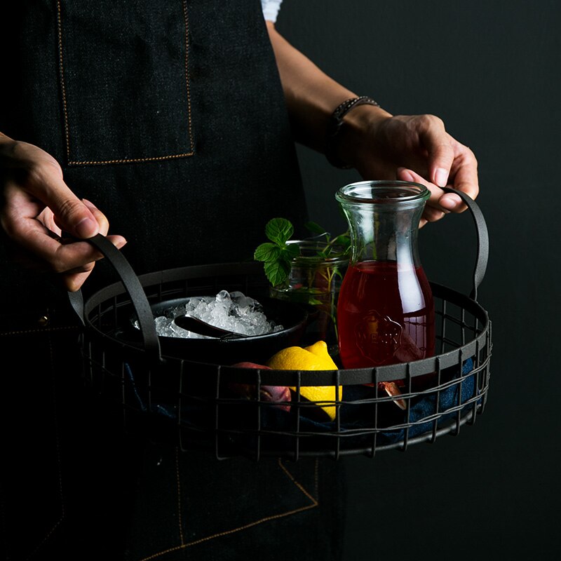 European Retro Metal Iron Tray Plate With Handles ... – Vicedeal