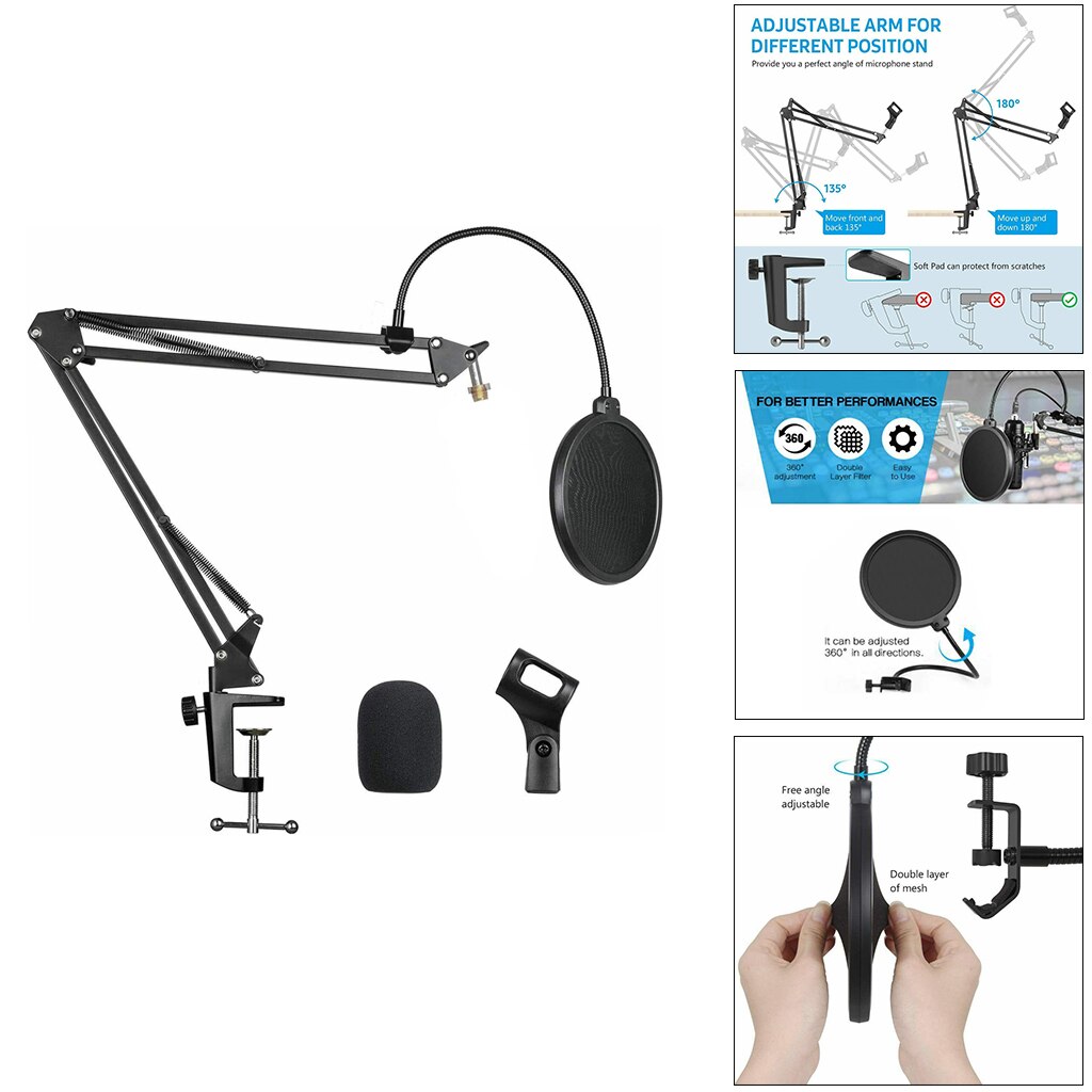 Microphone Stand Adjustable Boom Scissor Mic Stand... – Grandado