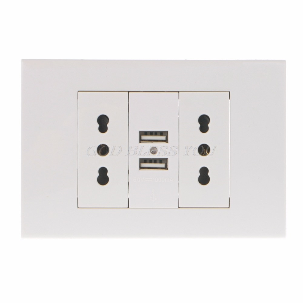 16A Wall Double Italian/Chile Plug Power Socket Ad... – Vicedeal