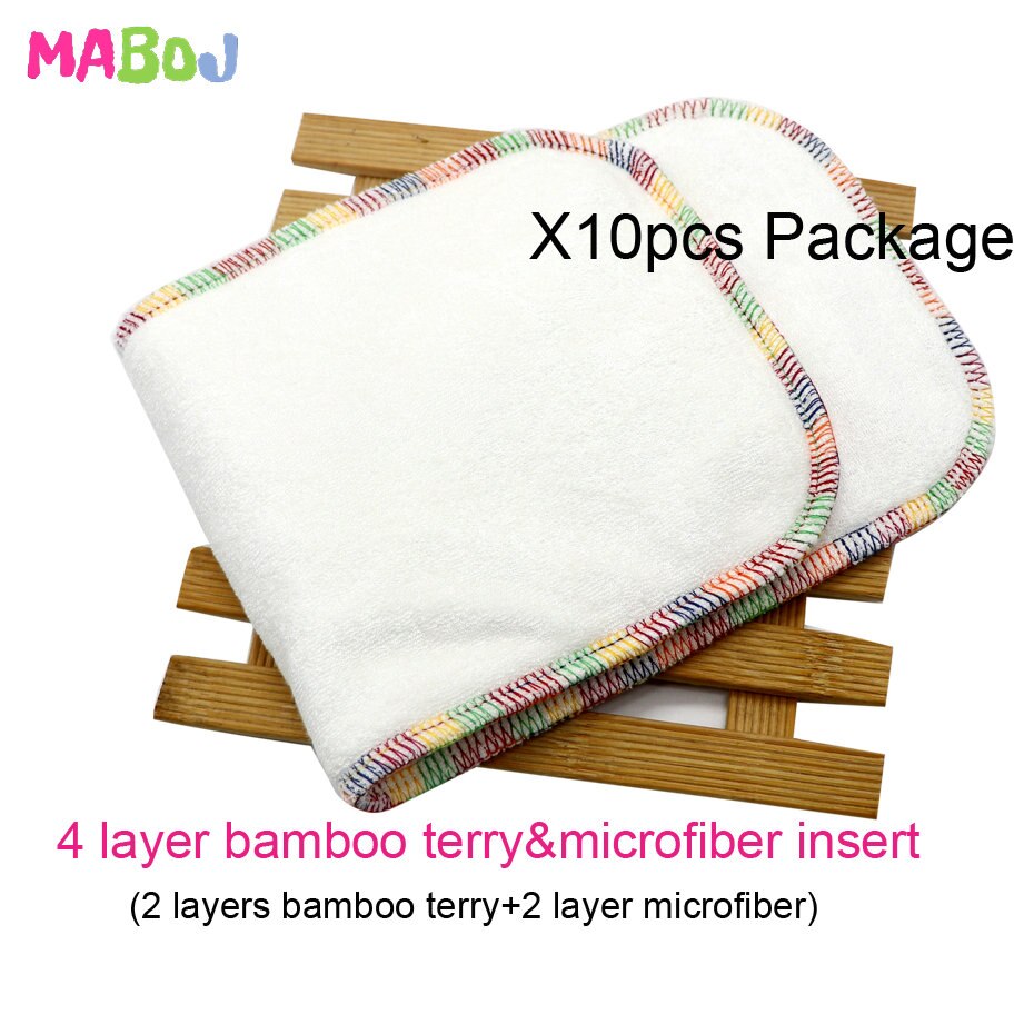 MABOJ 10pcs Cloth Diaper Inserts 4 Layer Bamboo Te... – Grandado