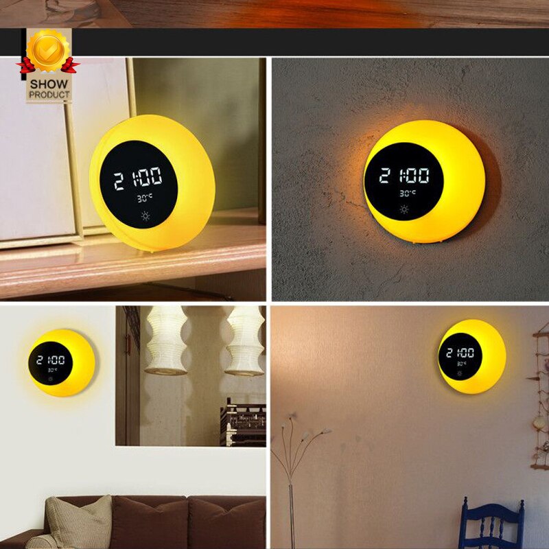 LED Moon wall clock Digital Table Clock Alarm cloc... – Grandado