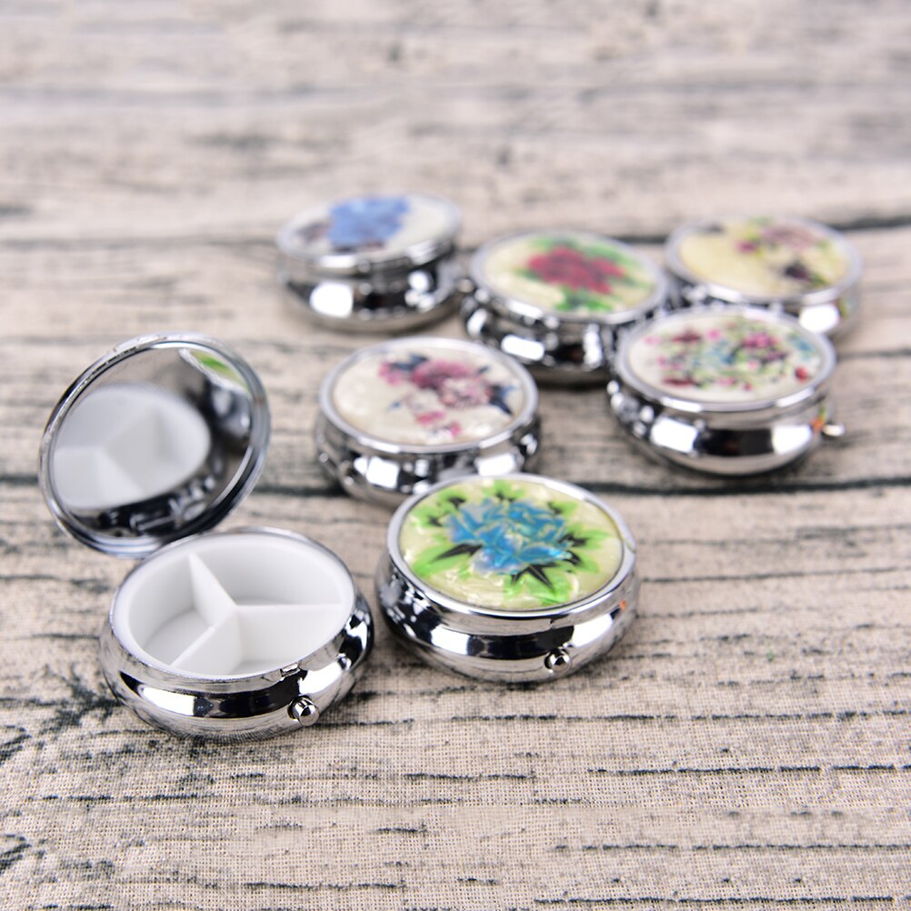 3 Cell Metal Round Silver Tablet Pill Boxes Random... – Vicedeal