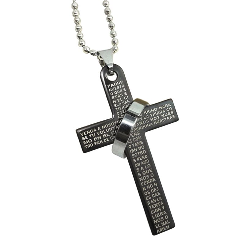 Men Boys Stainless Steel Bible Cross Pendant Chain... – Grandado